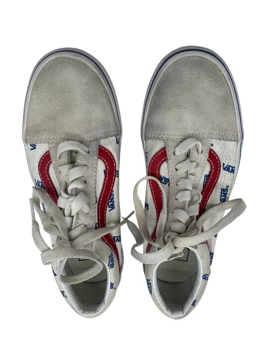 Vans | Shoes | Vans Old Skool White All Over Logo Canvas Sneakers ...